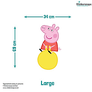 Stickerscape Peppa Pig and George on Space Hoppers Wall Stickers (Large Size) | Official Peppa Pig Wall Stickers Range, L (002309L)