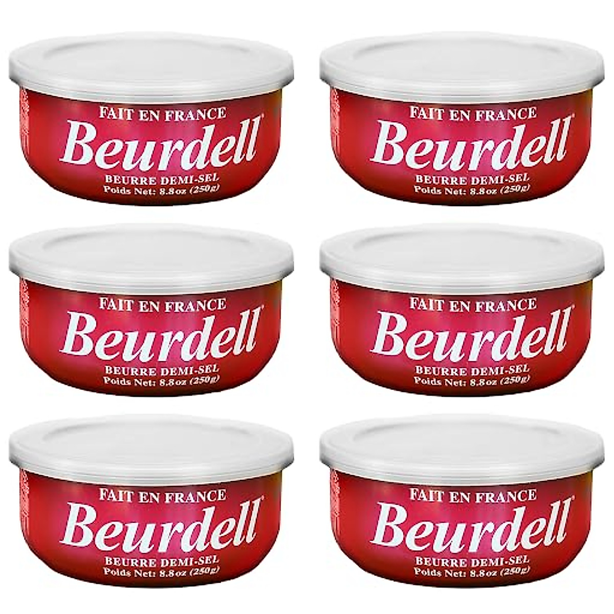 Beurdell French Salted Real Canned Butter 100% Natural Pasteurized Butter A real butter from France | Great For Hurricane Preparedness Emergency Survival Kit Great For Cooking, Baking Pack of 6