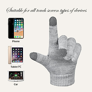 MissShorthair Women's Beanie Hat 3 in 1 Warm Long Scarf Touchscreen Glove Set of 3 Winter Thick Chunky Knitted Pom Pom Cap(Light gray)