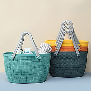 VINAMY Portable Household Large-Capacity Dirty Clothes Basket Portable Unbreakable Grocery Basket Can be Stacked with Linen Storage Basket Green