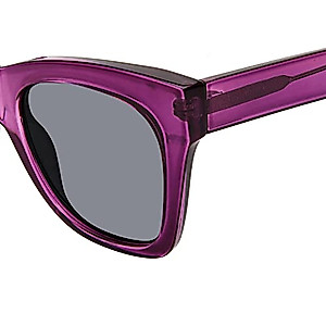 Steve Madden Women's Female Sunglasses Style Manzo Cat Eye, Crystal Purple/Solid Smoke, 55mm, 22mm