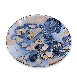 Beatriz Ball GLASS New Orleans Large Round Painted Platter (Blue & Gold)