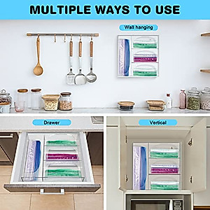 Ziplock Bag Storage Organizer, Acrylic Kitchen Drawer Baggie Box for Ziploc, Plastic Bag Holder, Food Storage Bag Holder, Compatible with Ziploc, Solimo, Glad, Hefty for Gallon, Quart, Sandwich & Snack Variety Size Bags