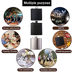 10 pcs Hip Flask for Liquor Black 6oz Stainless Steel Leakproof with 10 pcs Funnel for Gift, Camping, Wedding Party