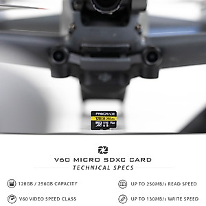 ProGrade Digital microSD Memory Card - V60 microSD Card for DSLR and Action Cameras - High Speed Transfer of Files & Large Storage - Up to 250MB/s Read and 130MB/s Write Speed 128 GB