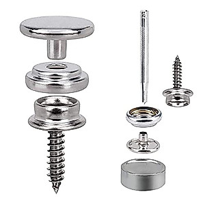 MMOBIEL 153 Pcs Snap Button Kit Screw Snaps Fastener Stainless Steel Heavy Duty for Canvas Upholstery Boat Cover, Furniture, Outdoor, Marine Grade 3/8 inch, 5/8 Socket Incl. Snap Fastener Tool