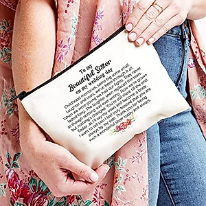 Sister Makeup Bag Sister of The Bride Gifts From Bride Sister Wedding Gift from Bride Thank You Sister Zipper Pouch (To my Beautiful Sister)