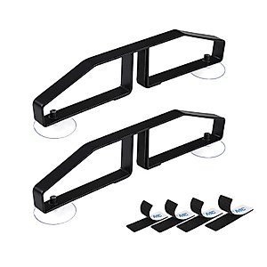 Black Metal Support Feet（Reinforced Version） for Freestanding Pet Gate, Heavy Duty Support Feet with Suction Cup +Velcro Strips Set of 2 for Foldable Pet Gate, Safety Fence Feet for Dog Gate