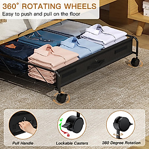 Uamector Under Bed Storage Containers with Wheels, 75L Large Underbed Storage Bins with Lids, Slide Bedroom Closet Organizer for Clothes, Shoes, Beddings, 2 PACK