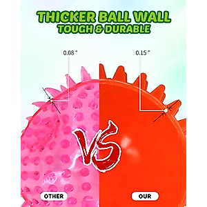 Pweituoet 3.5” Spike Dog Balls with Squeaky, Thicker and Durable, 2 Pack Dog Chew Toys Clean Teeth Training for Puppy Small Medium Large Dogs, Dog Ball Toys for Aggressive Chewers