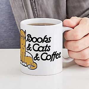 CafePress Books & Cats & Coffee Mug Ceramic Coffee Mug, Tea Cup 11 oz