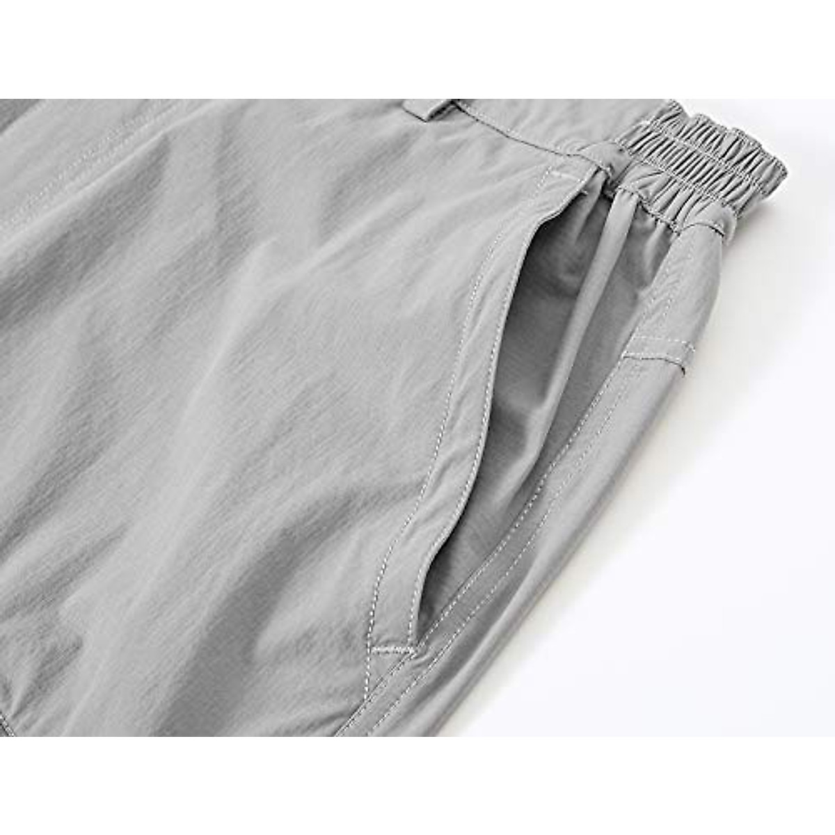 BASUDAM Men's Cargo Hiking Shorts Stretch Quick Dry Lightweight Work Shorts 6 Pockets for Camping Travel Light Grey 36
