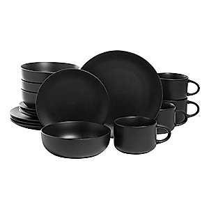 10 Strawberry Street Wazee Matte Coupe Dinnerware Set, 16 pc, Black