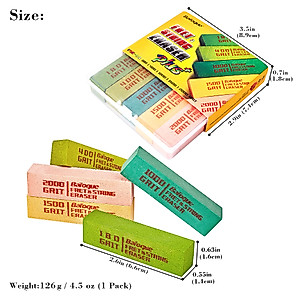 Guitar Fret Erasers, Fret Polishing Abrasive Rubber Blocks, Fret Cleaner Kit, Fret Polish Kit for Fretwire String and Metal, Set of 5 Grits (180 & 400 & 1000 & 1500 & 2000 Grit)