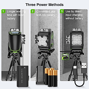 Huepar 3x360° Self-Leveling Laser Level with LCD Screen, 3D Bluetooth Connected Green Beam Cross Line Tiling Floor Laser Tool -360° Horizontal/Vertical Laser Line -Remote Control&Hard Carry Case S03DG