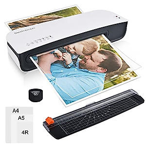 Laminator, A4 Laminator Machine, 9 Inch Thermal Laminator Machine, 4 in 1 Personal Desktop Cold Laminator with Paper Cutter and Corner Rounder 15 Laminating Pouches for Office School Business Use