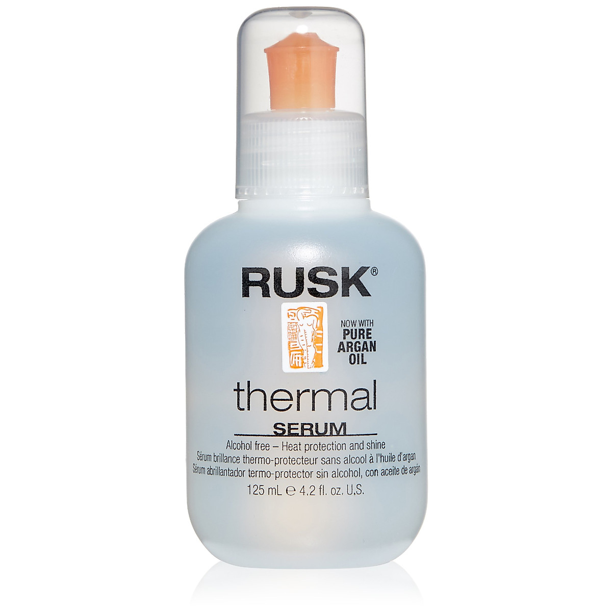 RUSK Designer Collection Thermal Serum with Argan Oil, 4.2 Oz, Alcohol-Free, Heat Protection and Shine, Frizz Eliminator, Great for Conditioning and Incredible Shine