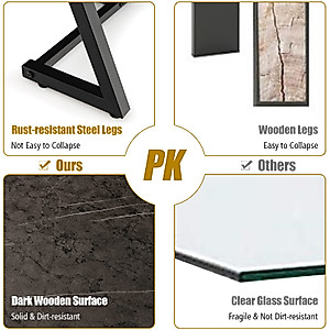 Giantex Modern Coffee Table, 48" x 24" Rectangular Coffee Table with Marble Spacious Tabletop & Adjustable Feet, Large Tea Table for Living Room Office Reception Room (Black)