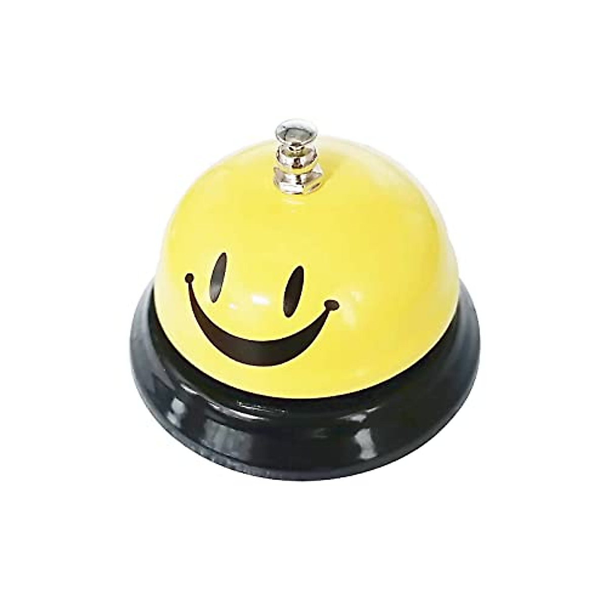 2 Pack Call Bell, 3.35" Diameter Metal Bell, Service Bell for Desk, Hotels, School, Restaurant, Smile Yellow