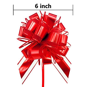 sxvblly 6 PCS Large Pull Bows 6 Inch Red Bows for Gift Wrapping Wedding Basket Decorated Car Bow Birthday Party Christmas Gift as Well as Valentine's Day Gift Decorations