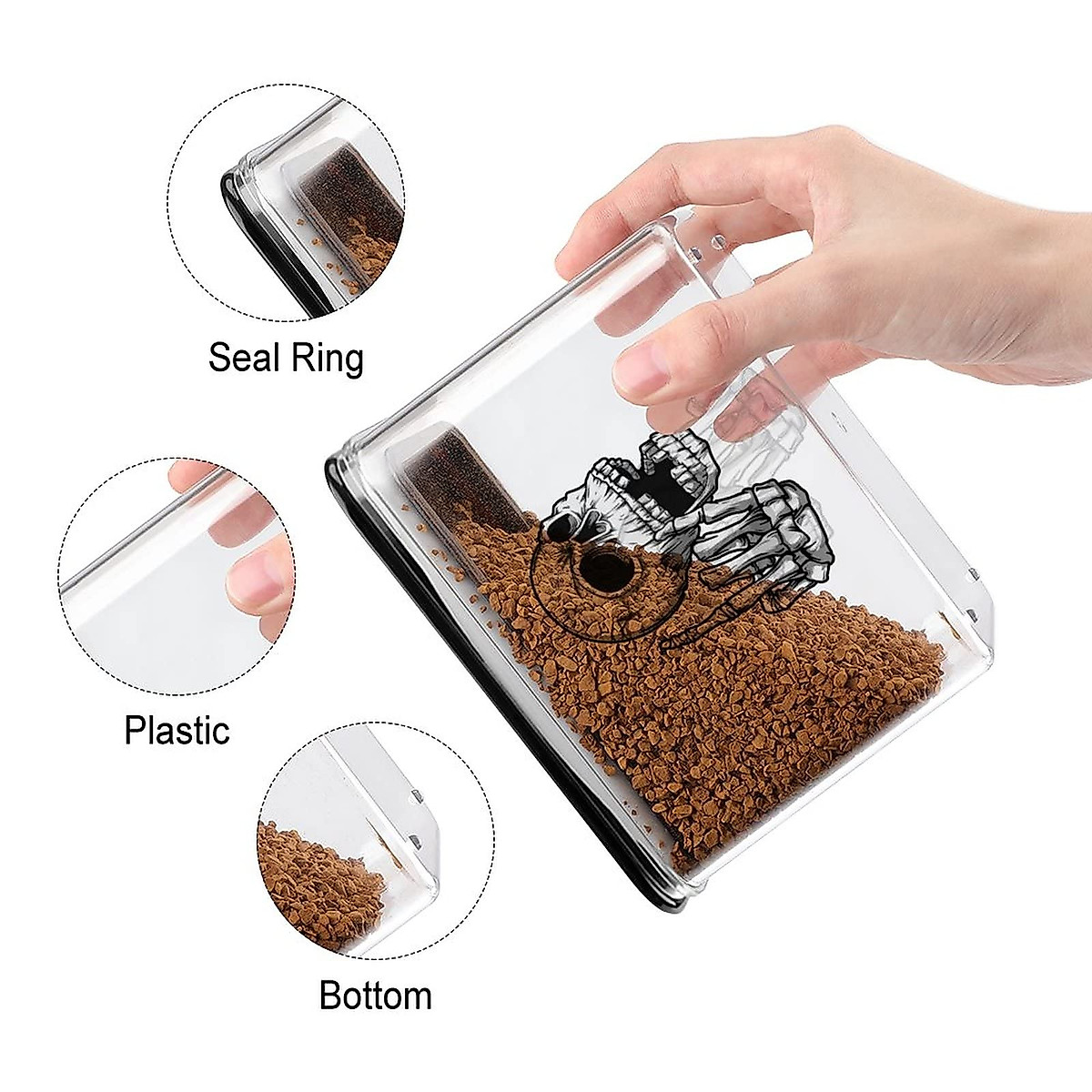 Rock 'N Roll Skull Storage Box Plastic Food Organizer Container Canisters with Lid for Kitchen