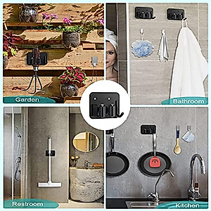 Mop Broom Holder, Fydesion 4 Pcs SUS304 Stainless Steel Mop Holder Broom Holder Wall Mounted Tool Rack for Bathroom Kitchen Office Closet Garden Garage, Self-adhesive and Screw Installation Ways, Black