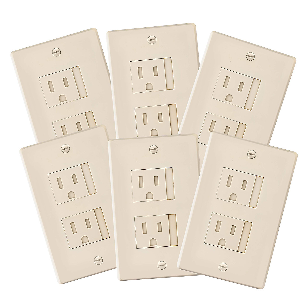 6-Pack Safety Innovations Self-Closing (2 Screw) Decora Outlet Covers- an Alternative to Wall Socket Plugs for Child Proofing Outlets (Beige)