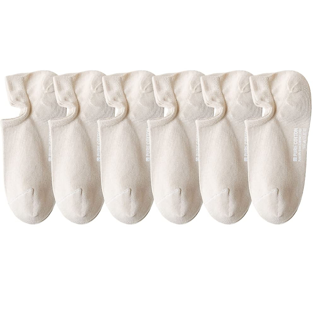 ADILAIDUN 6/12 Pairs Women's Running Ankle Socks Athletic Sports Socks, Women's Ankle Socks Low Cut No Show Padded Size 5-12 (Beige-6 Pairs)