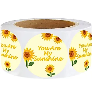 Top label Sunflower Happy Mail Stickers,1.5 h Thank You Shipping Label for Packing,Envelope Seals,Perfect for Small Business,Boutiques,500 Pcs Per Pack, Cler,bright