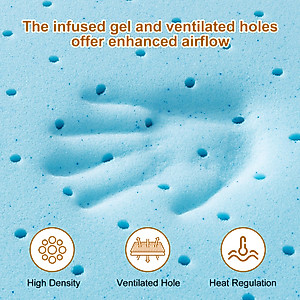 Maxzzz Mattress Topper Queen Size, 2 Inch Gel Memory Foam Mattress Topper with Cover Pressure Relief Soft Bed Topper, Non-Slip Design with Removable & Washable Cover, CertiPUR-US and Oeko-TEX