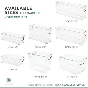 Clear Plastic Storage Bins, Stackable Pantry Organization and Storage Containers Clear Organizing Bins, Cabinet & Pantry Organizer Bins for Organizing Bathroom, Kitchen, Fridge, Freezer Organizer Bins