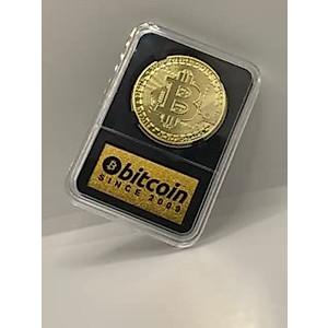 Bitcoin Coin in Collector's Edition Case: Limited Edition Physical Gold Coin with Crypto Coin Display Case | Cryptocurrency Coin with Realistic Details | Desk Home Office Idea for HODL Fans