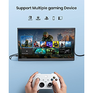 KekeBite Portable Monitor 17.3 inch FHD 1080P Laptop USB C HDMI Gaming Ultra-Slim IPS Display w/Smart Cover & Speakers,Plug&Play,External for PC Phone Mac Xbox PS4, E4