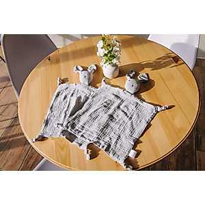 Lovey Security Blanket 100% Organic Muslin Cotton Stuffed Animal Baby Blankie for Girls or Boys (Bunny) 2 Pack by zumbibaby