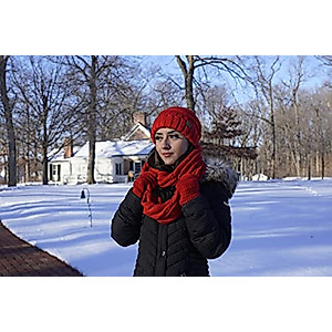 Funky Junque Oversized Beanie, Glove, & Scarf Bundle: Ivory