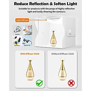 Glendan Light Box Photography, 13"x12" Photo Studio Light Box, Portable Folding Photo Shooting Tent Kit with 112 LED Adjustable Lights CRI >95, 8 Color PVC Backdrops for Small Size Product Photography