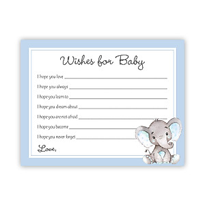 InvitationHouse 48 cnt Watercolor Elephant Baby Wish Cards (Blue)