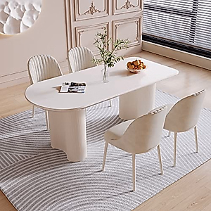 Guyii 55.11" Dining Table, Modern Kitchen Table for 6 People, Indoor Dining Table for Kitchen, Bar, Living Room, Breakfast Nook, Small Space, White