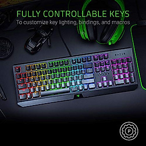 Razer BlackWidow Mechanical Gaming Keyboard: Green Mechanical Switches, Tactile & Clicky, Chroma RGB Lighting, Anti-Ghosting, Programmable Macro Functionality