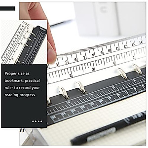 TOYANDONA Clear Binder 18Pcs Plastic Page Marker Snap- in Bookmark Binder Ruler for A5 A6 A7 Size 6- Hole Notebook Filler Planner Accessory Black Clear Multi- Function Planner Bookmark