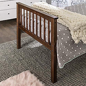 Walker Edison Resende Mission Style Solid Wood Twin over Twin Bunk Bed, Twin over Twin, Walnut