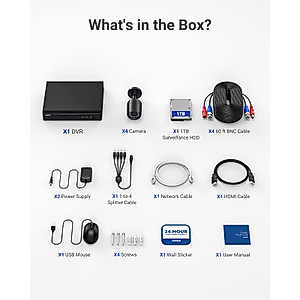 ANNKE 8CH H.265+ 3K Lite Surveillance Security Camera System with AI Human/Vehicle Detection, 4 x 1920TVL 2MP Wired CCTV IP66 Cameras for Indoor Outdoor Use, Remote Access, 1TB Hard Drive Included