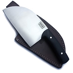 GCS Hand forged Full Tang Knife Meat Cleaver Butcher Knife Vegetable Cleaver Chef Knife High Carbon D2 Tool Steel Sharp Cleaver Knife with Leather Sheath GCS 301