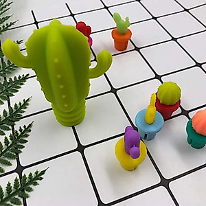 DOITOOL Wine Glass Charms Markers, 7 Pcs Silicone Wine Bottle Stopper Cactus Shaped Champagne Stopper Food Grade Beverage Closures Bar Preservation Tool Random Color