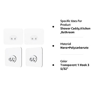 Jovware Shower Caddy Adhesive Replacement Stickers 4 Pack Single Shower Caddy Hook, Bathroom Shelf Adhesive Mount Replacement 1 Hook, Individual Adhesive Strips for Sponge Caddy Soap Holder Sink Caddy
