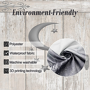 Riyidecor Rv Half Barn Door Shower Curtain 36Wx72H Inch Small Stall Country Single Shower Curtains Rustic Door Curtains Farmhouse Moon Star Farm Bathroom Decor Fabric Polyester Waterproof 7 Pack Hooks