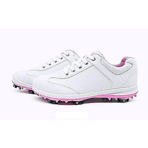 Ybberik Ladies' Anti-Skid Waterproof Golf Shoes with Spikes for Women White