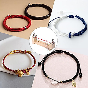 FINGERINSPIRE 1 Set Wooden Jig Bracelet Maker Kit with 4 Pcs Braiding Disk & 1 Set Sewing Straight Pin Adjustable Paracord Jig Bracelet Maker Foam Bracelet Knitting Tray Bracelet Braided Board for DIY