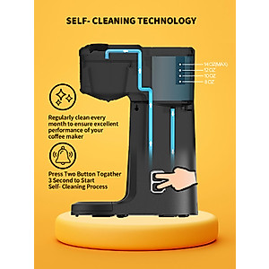 Hrelec 2 in 1 K Cup Coffee Maker, Iced Single Serve Coffee Maker for Capsule and Ground Coffee, Pod Coffee Maker One Cup Small Coffee Machine with Self-Cleaning Function, 8-14 oz Brew Size