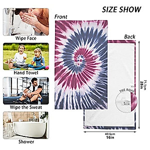 ALAZA Spiral Tie Dye Pattern Hand Towels for Bathroom 1OO% Cotton 2 pcs Face Towel 16 x 28 inch, Absorbent Soft & Skin-Friendly